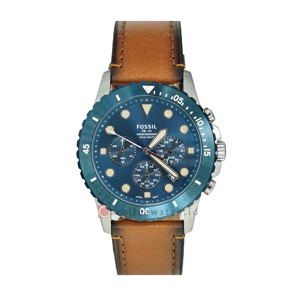 Jam Tangan Fossil Fb 01 Fs5914 Chronograph Men Blue Dial Windsor Tan L Carolina Watch