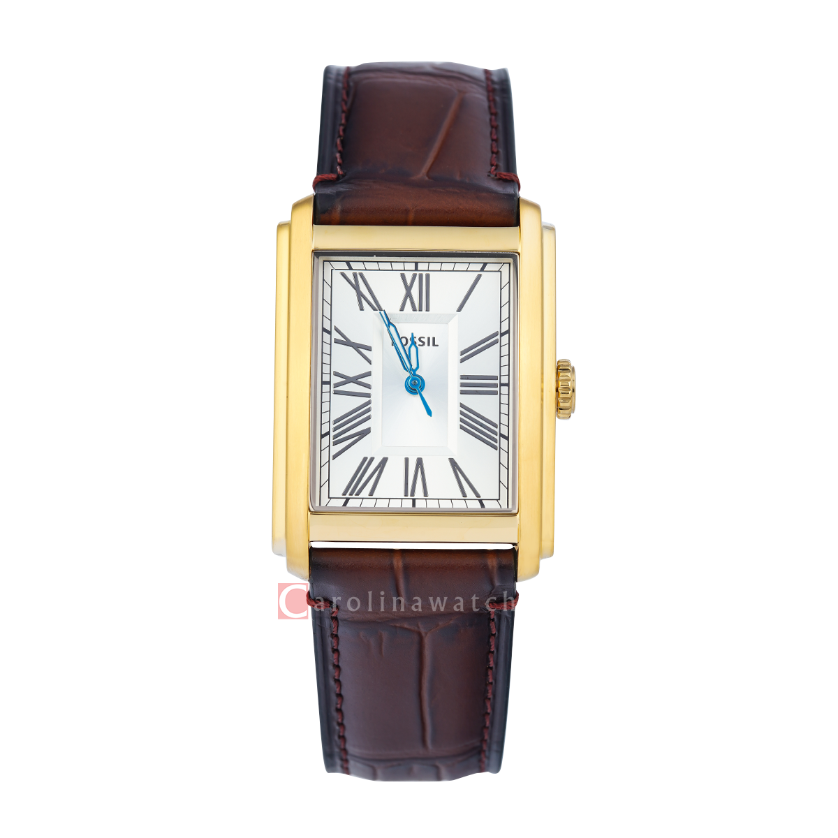 Jam Tangan Fossil Fs6011 Women Silver Dial Brown Leather Strap Carolina Watch