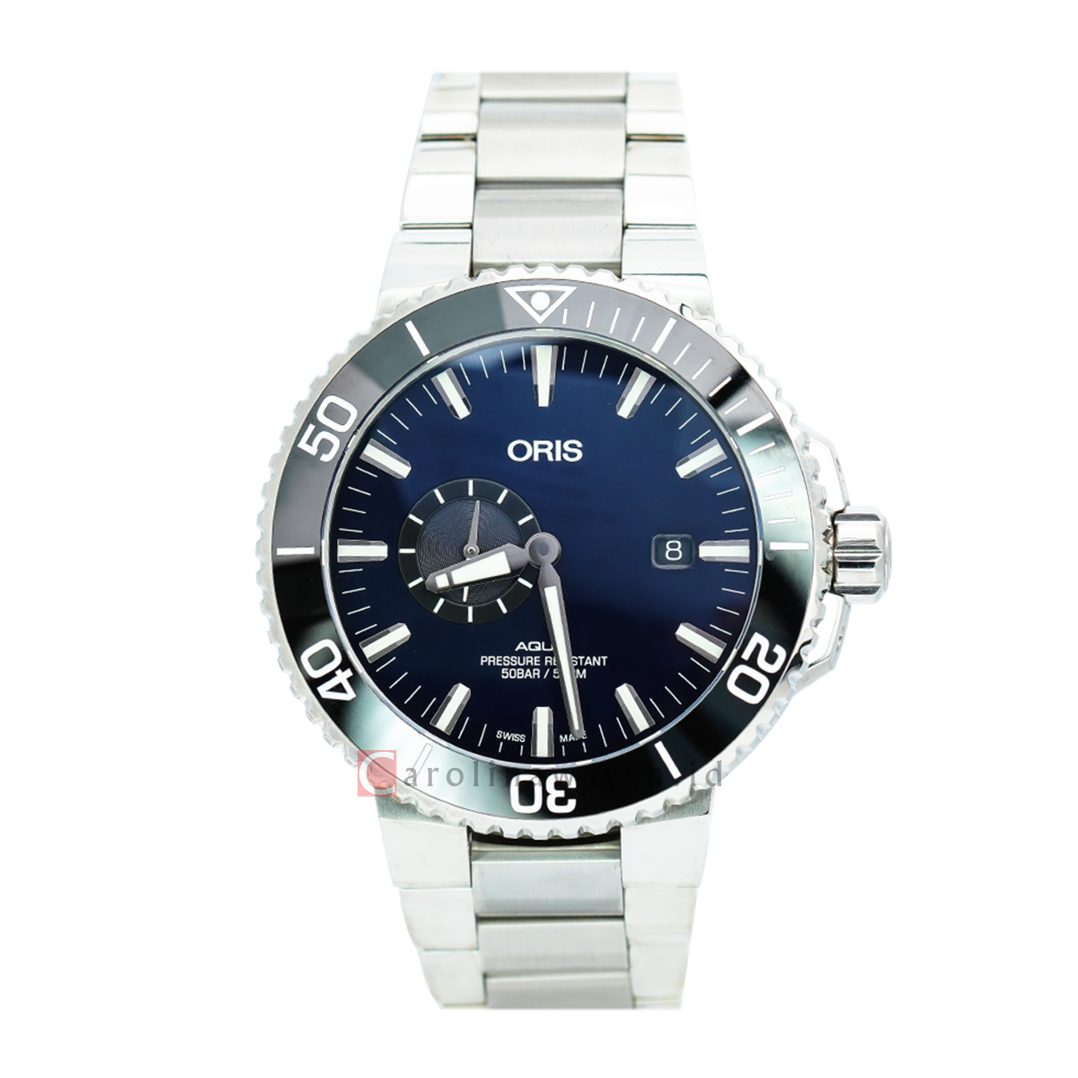 Jam Tangan ORIS 74377334135MB Men Blue Dial Stainless Steel Strap ...