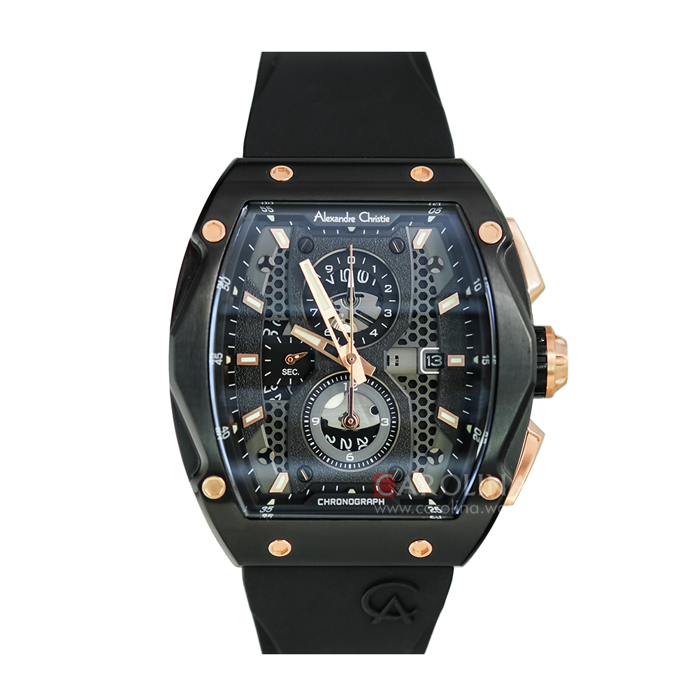 Jam Tangan Alexandre Christie Chronograph AC 6608 MCRBRBA Men Black Di ...