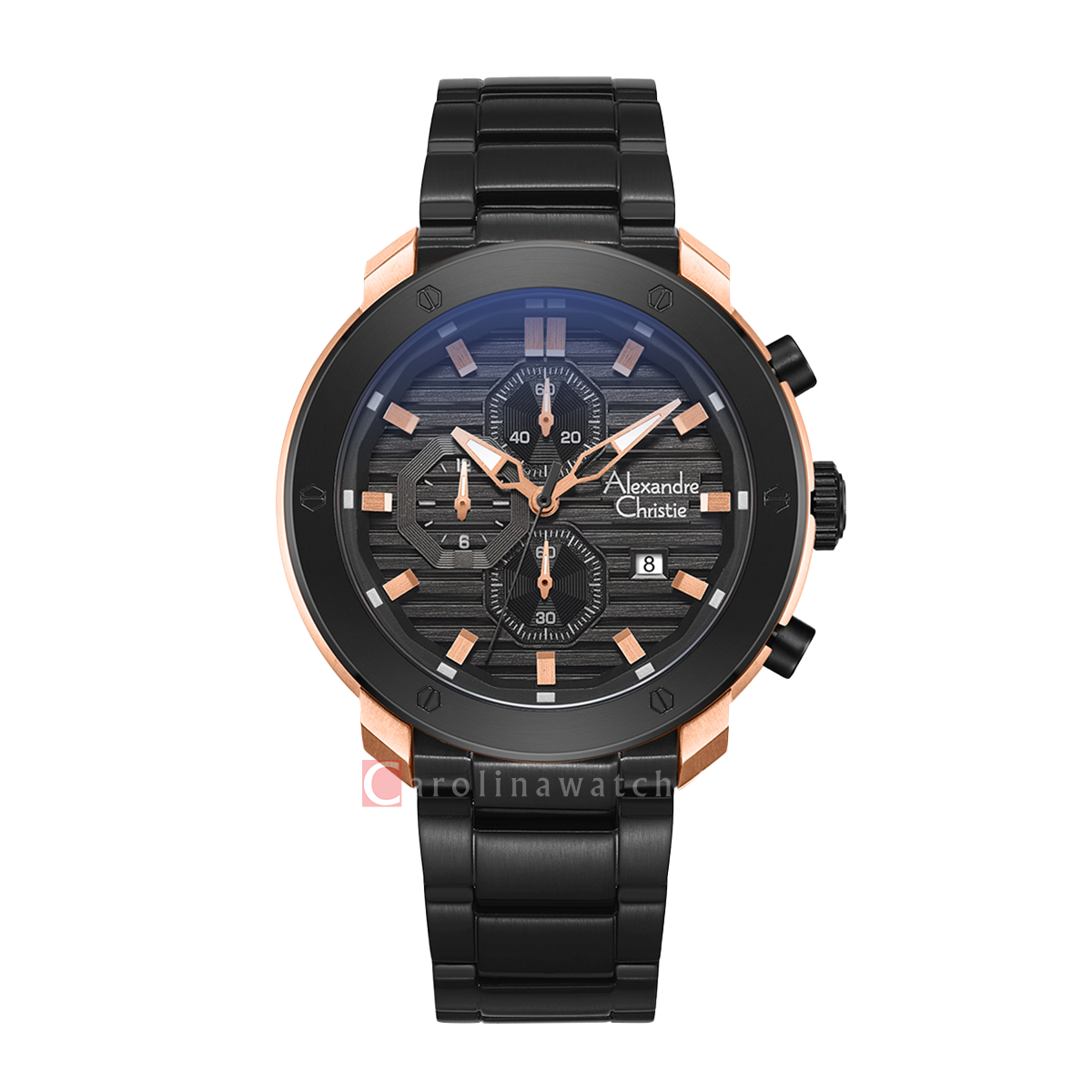 Jam Tangan Alexandre Christie Chronograph AC 6626 MCBBRBA Men Black Di ...