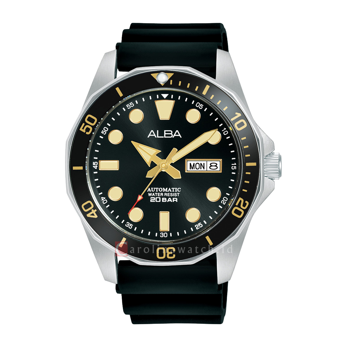 Jam Tangan ALBA Mechanical AL4553X1 Automatic Men Black Dial Black Sil ...