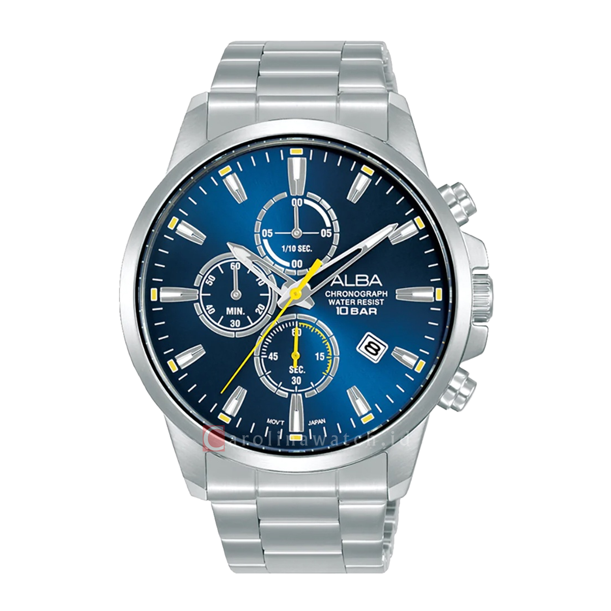 Jam Tangan ALBA Active AM3911X1 Men Chronograph Blue Dial Stainless St ...