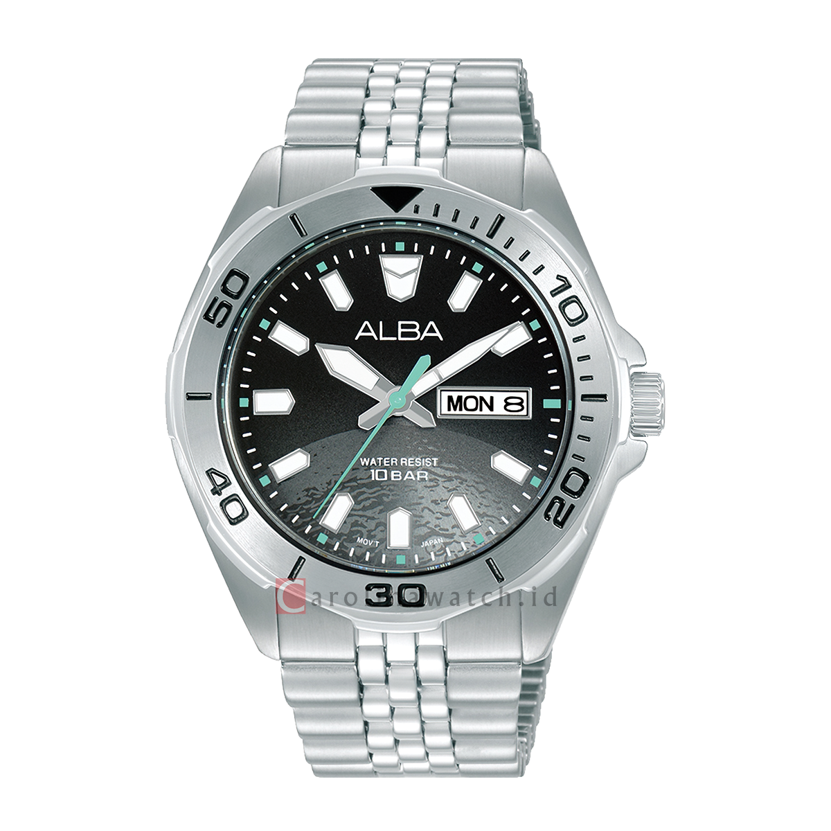 Jam Tangan ALBA Active Planet AV3575X1 Men Black Dial Stainless Steel ...