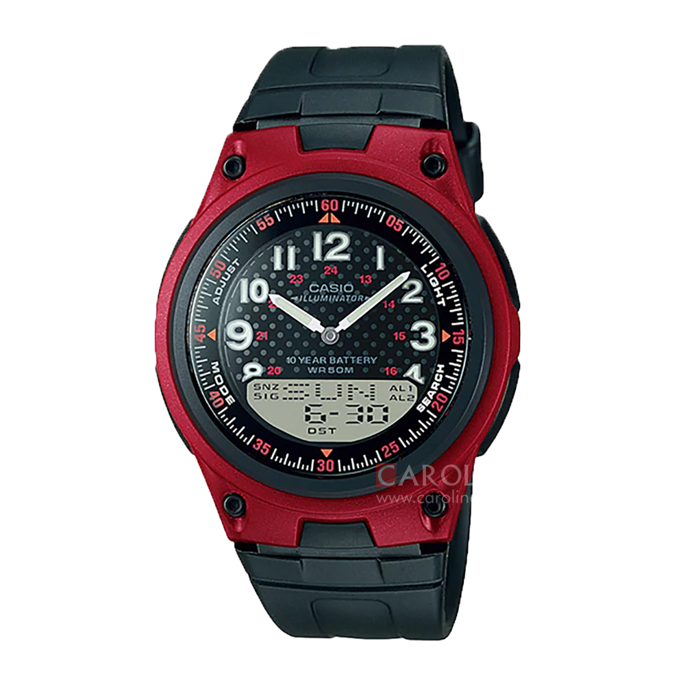 Jam Tangan Casio General AW-80-4B Men Black Digital Analog Dial Black ...