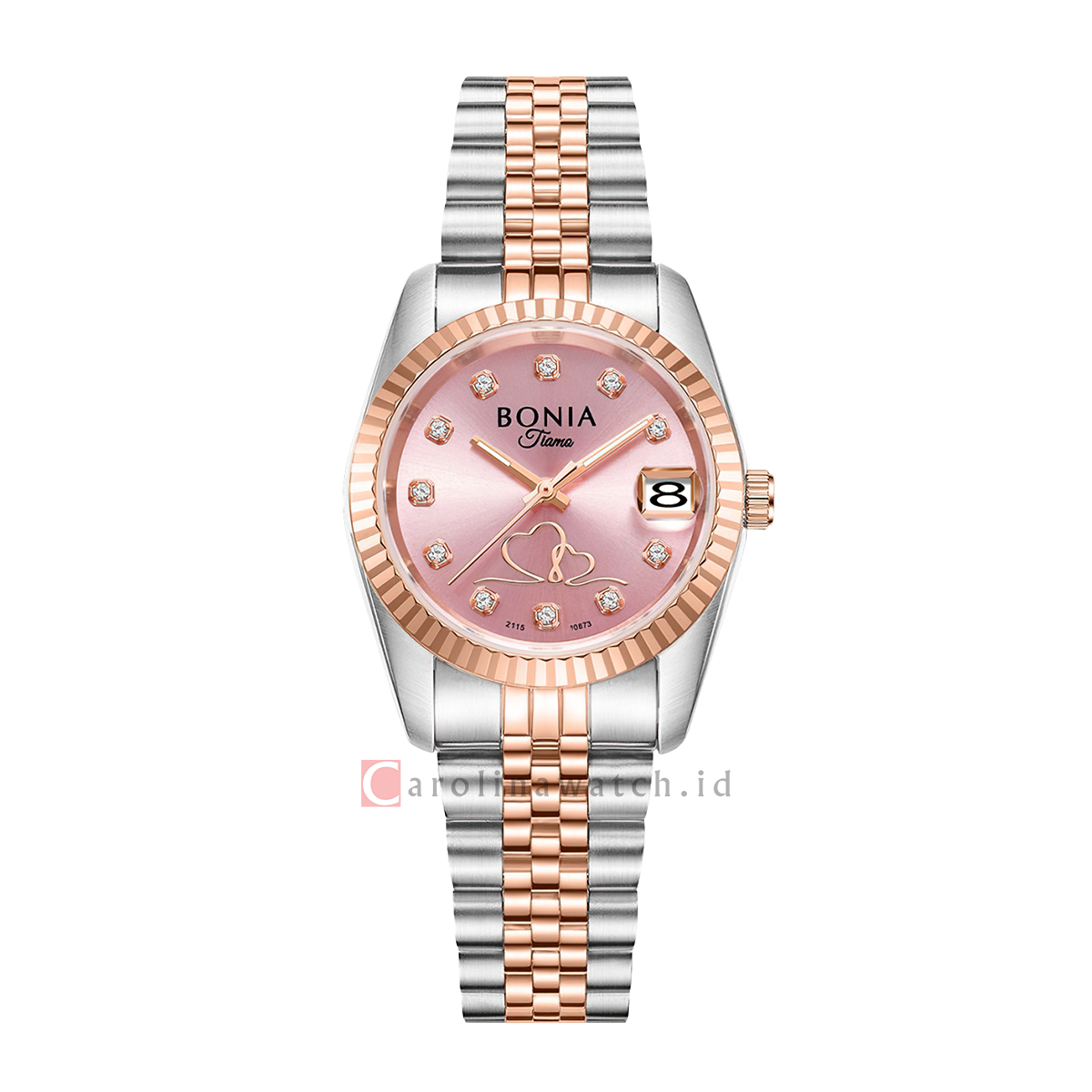 Jam Tangan BONIA B10873-2677 Women Tiamo Pink Dial Dual Tone Stainless ...