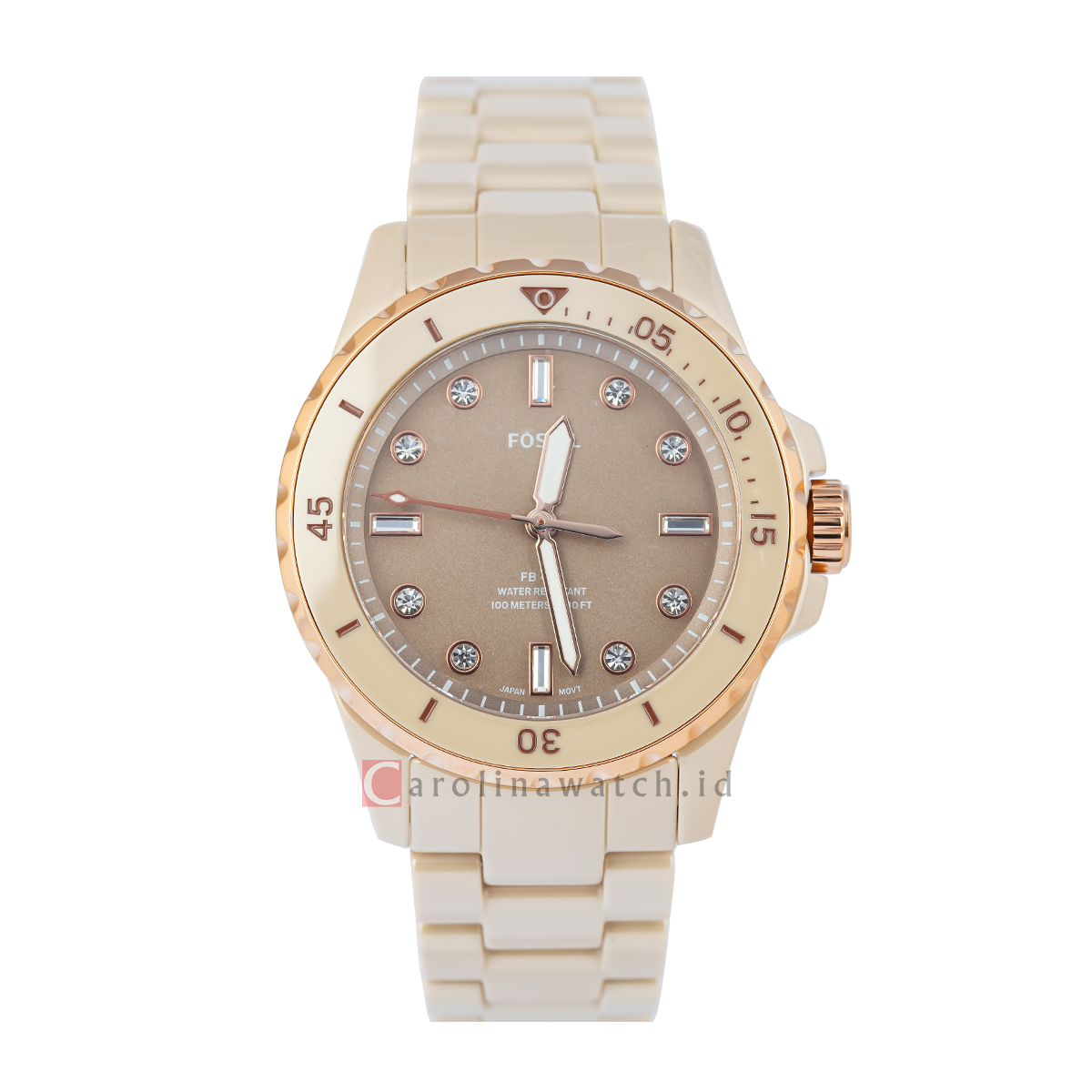 Jam Tangan Fossil FB-01 CE1111 Women Brown Dial Salted Caramel Stainle ...