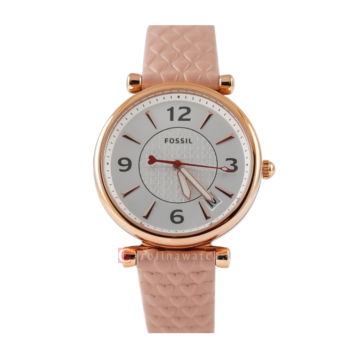 Jam Tangan Fossil Carlie ES5269 Women Silver Dial Blush Pink Leather S ...