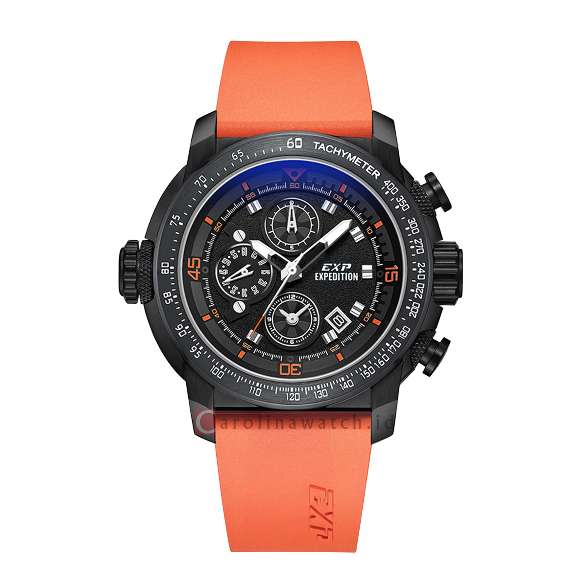 Jam Tangan Expedition EXP EX 6335 GCREPBAOR Men Black Dial Orange Rubb ...