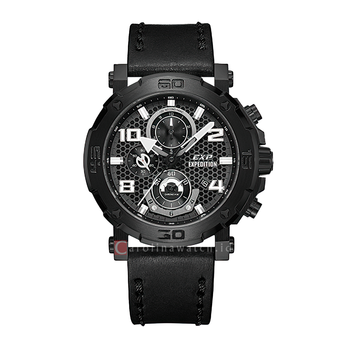 Jam Tangan Expedition EXP EX 6769 GCLIPBA Men Black Dial Black Leather ...