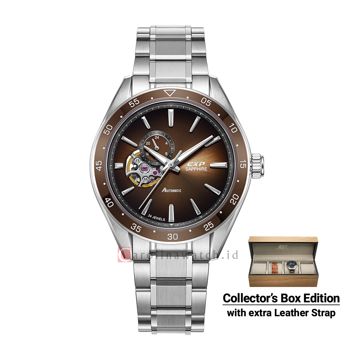 Jam Tangan Expedition EXP EX 6858 MABTNBO Automatic Men Brown Dial Sta ...