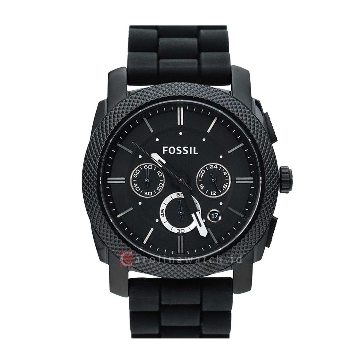 Jam Tangan Fossil Machine FS4487IE Chronograph Men Black Dial Black Ru ...