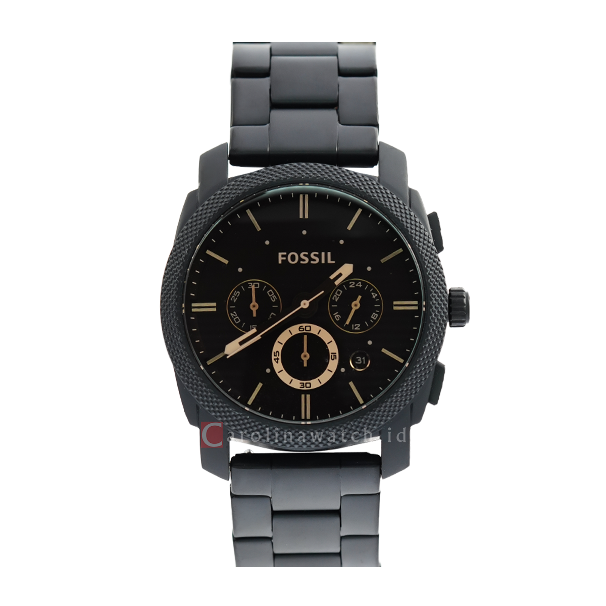 Jam Tangan Fossil Machine FS4682 Chronograph Mid-Size Men Black Dial B ...