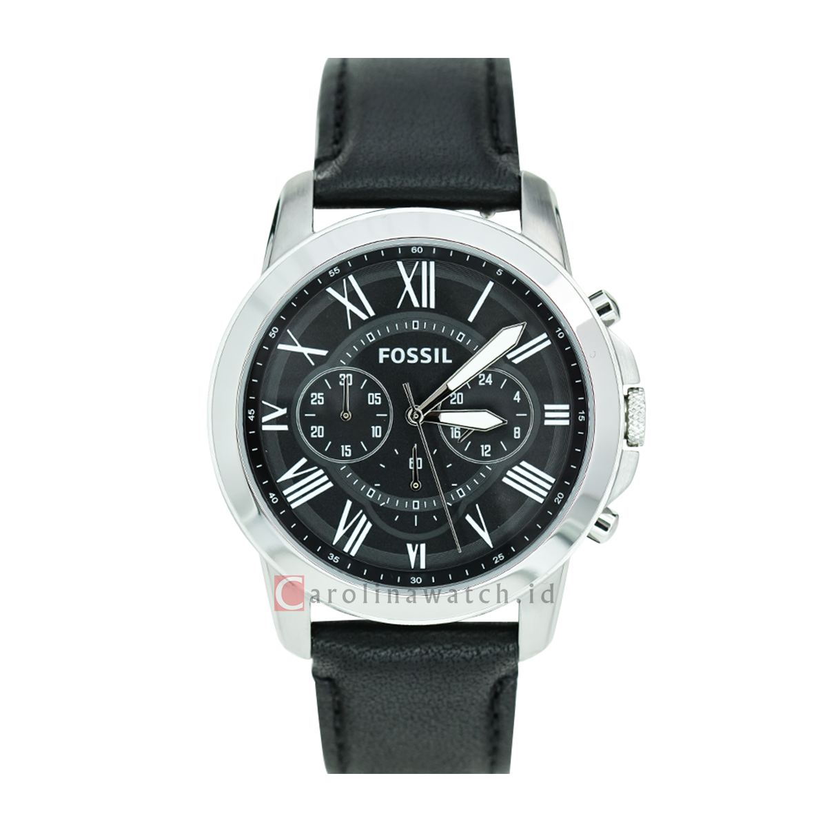 Jam Tangan Fossil Grant FS4812 Chronograph Men Black Dial Black Leathe ...