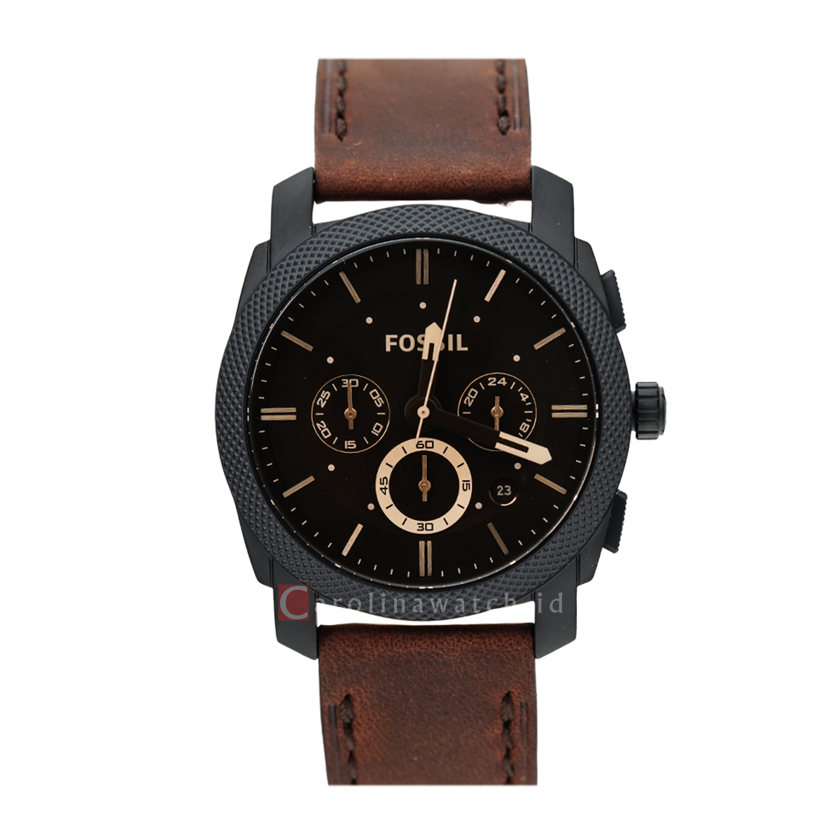 Jam Tangan Fossil Machine FS5251SET Chronograph Men Brown Dial Brown L ...