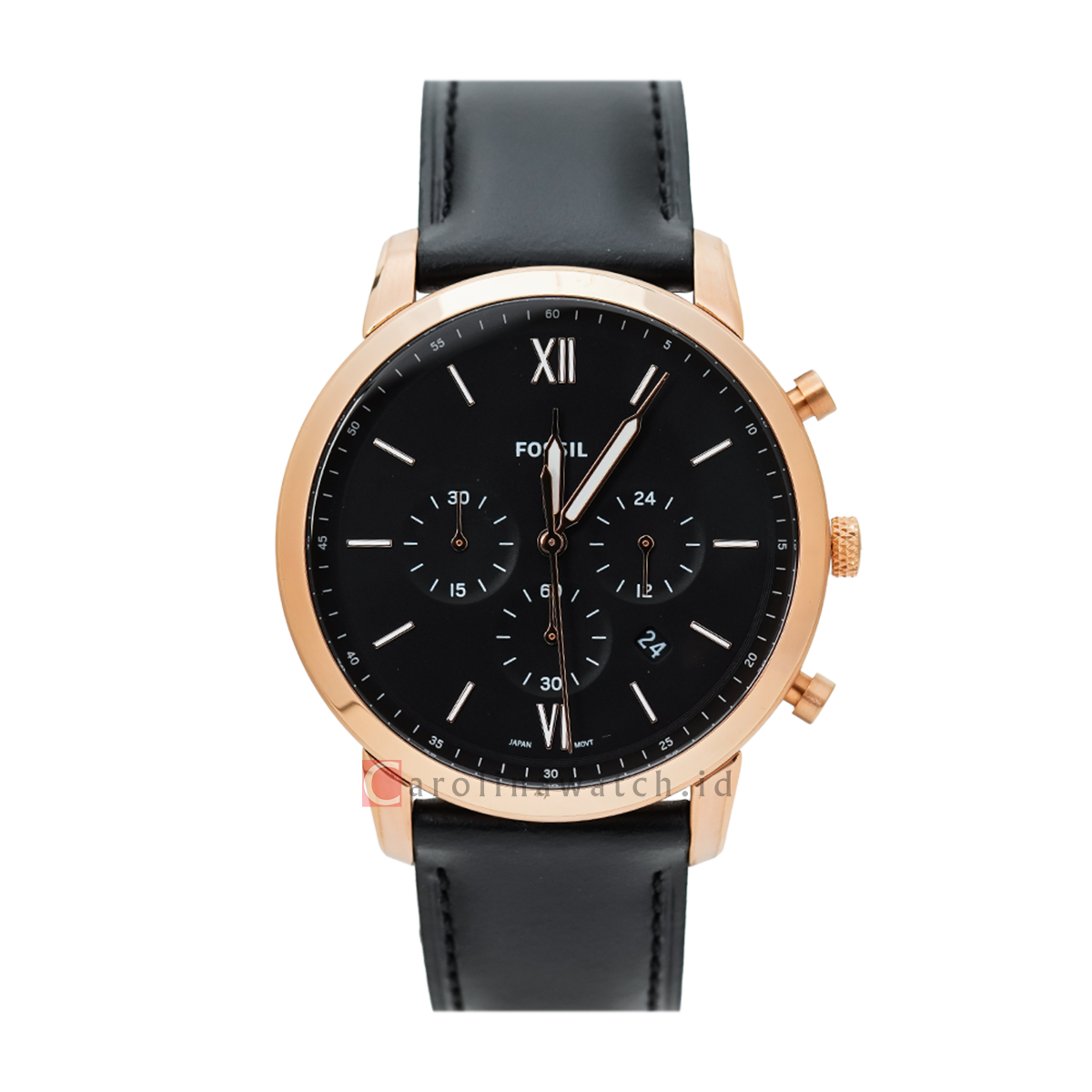 Jam Tangan Fossil Neutra FS5381 Chronograph Men Black Dial Black Leath ...