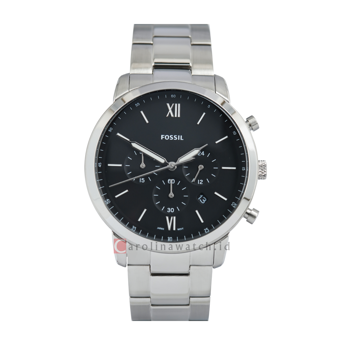 Jam Tangan Fossil Neutra FS5384 Chronograph Men Black Dial Stainless S ...