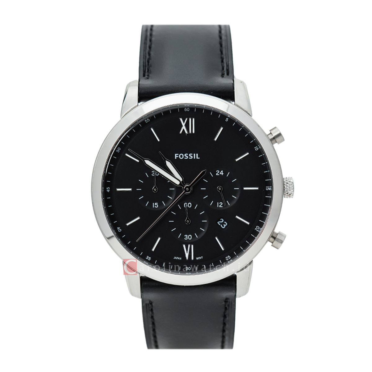 Jam Tangan Fossil Neutra Fs5452 Chronograph Men Black Dial Black Leath Carolina Watch