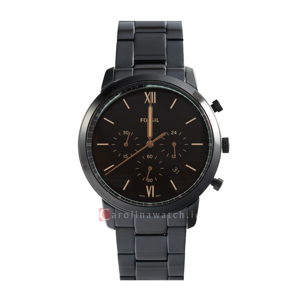 Jam Tangan Fossil Neutra FS5525 Chronograph Men Black Dial Black Stain ...