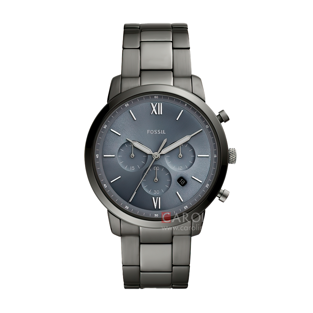 Jam Tangan Fossil Neutra FS5581 Men Blue Dial Smoke Stainless Steel St ...