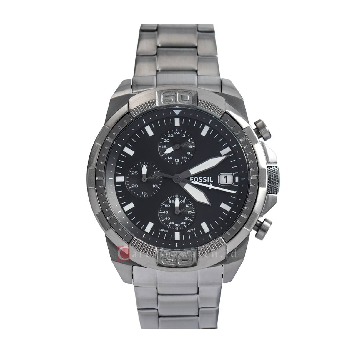 Jam Tangan Fossil Bronson FS5852 Chronograph Men Black Dial Smoke Grey ...