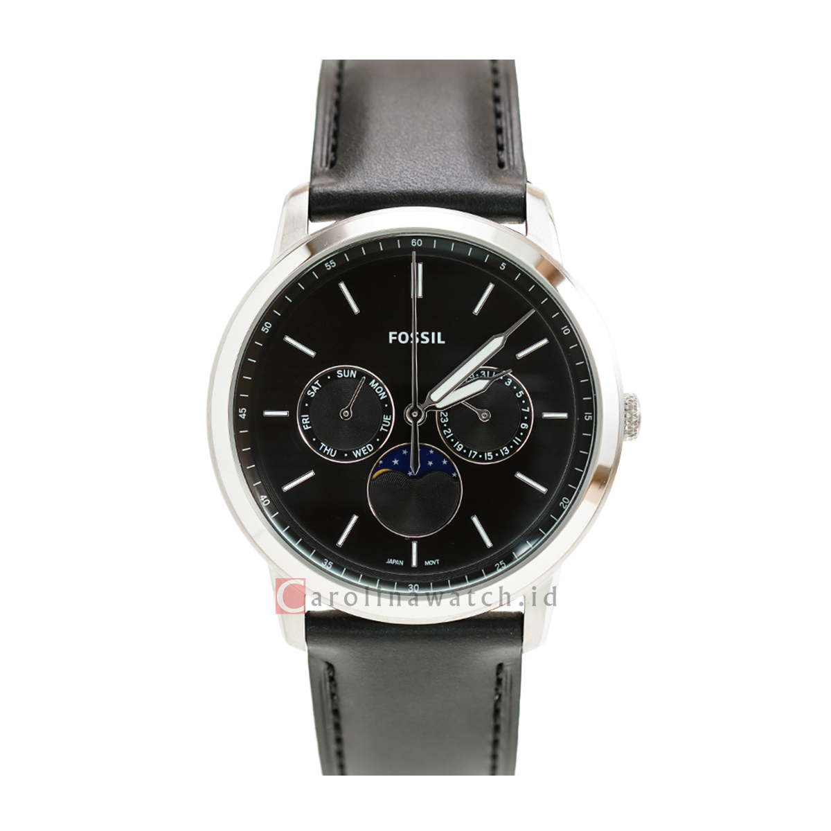 Jam Tangan Fossil Neutra FS5904 Moonphase Multifunction Men Black Dial ...