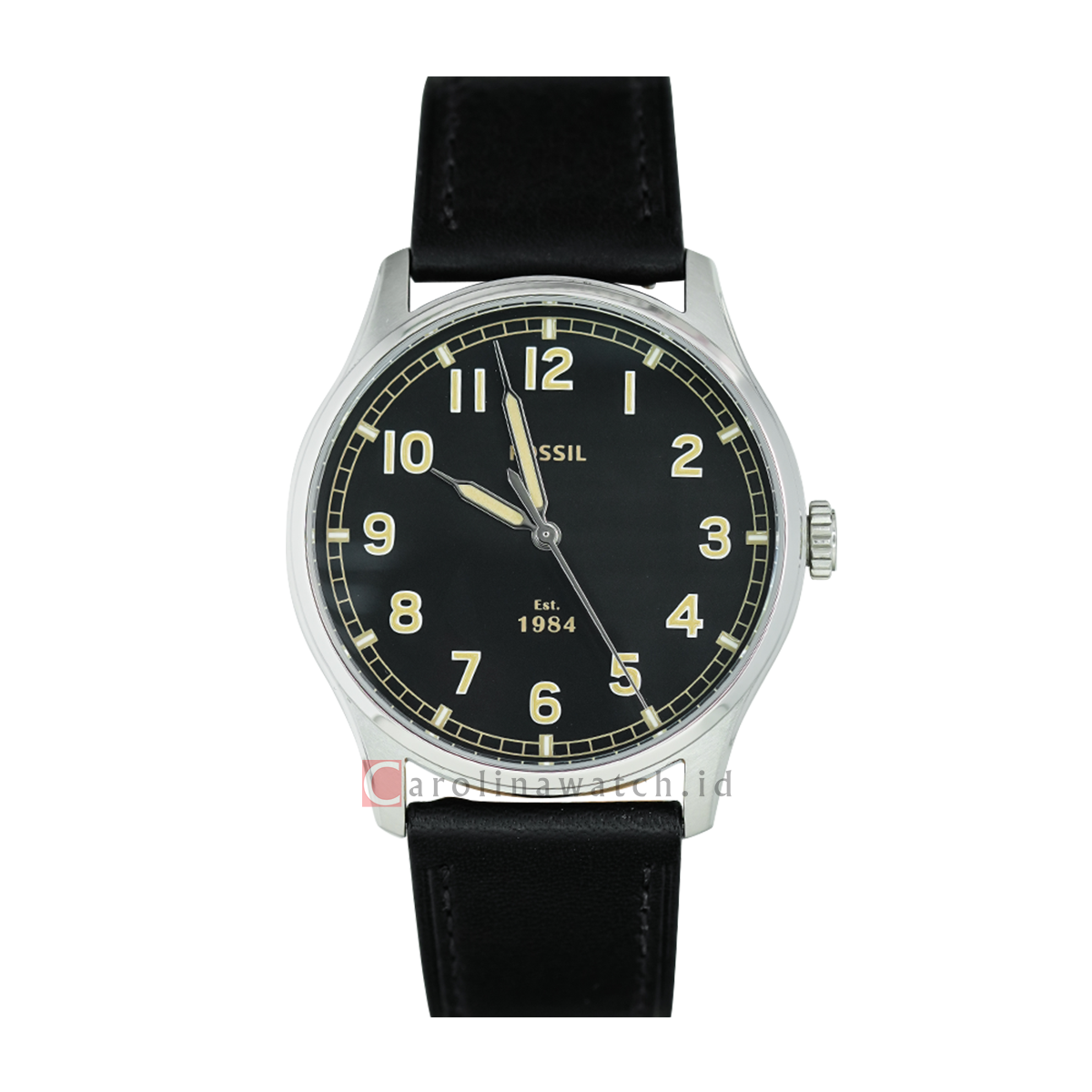 Jam Tangan Fossil Dayliner FS5926 Men Black Dial Black Leather Strap ...