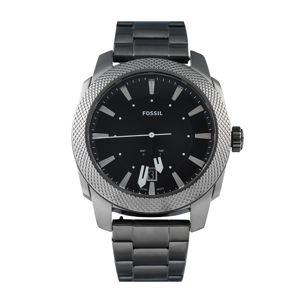 Jam Tangan Fossil Machine FS5970 Men Black Dial Smoke Black Stainless ...