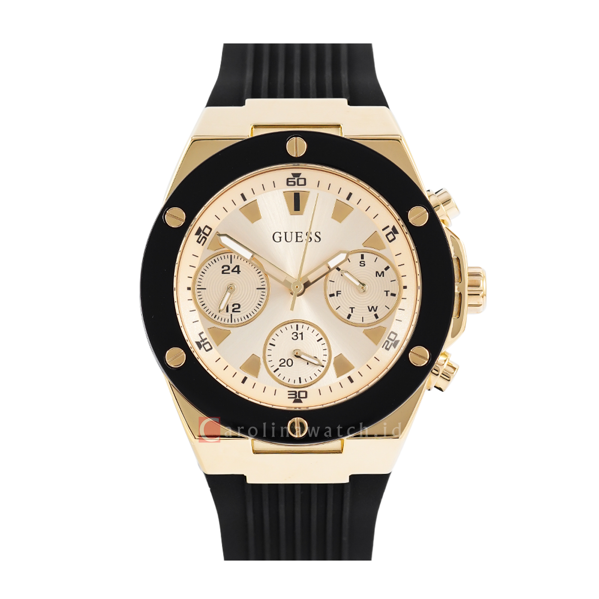 Jam Tangan GUESS GW0030L2 Gold Dial Black Rubber Strap – Carolina Watch