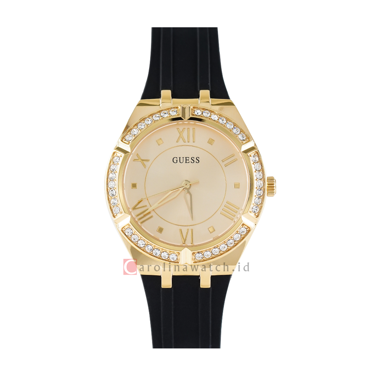 Jam Tangan GUESS GW0034L1 Women Gold Dial Black Rubber Strap – Carolina ...