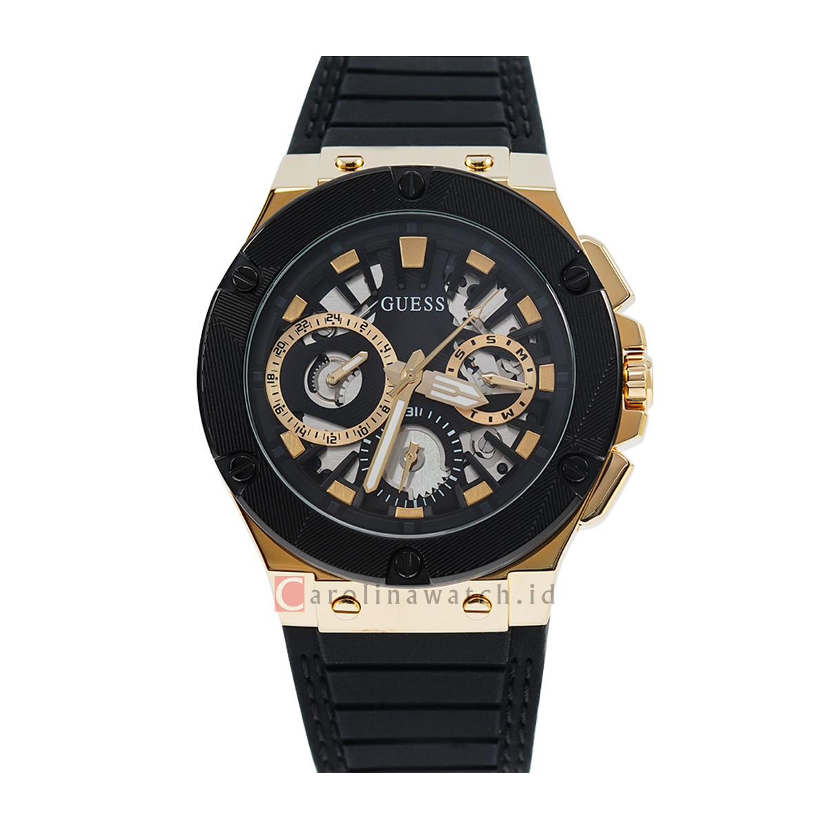 Jam Tangan GUESS GW0487G5 Circuit Men Multicolor Dial Black Rubber Str ...