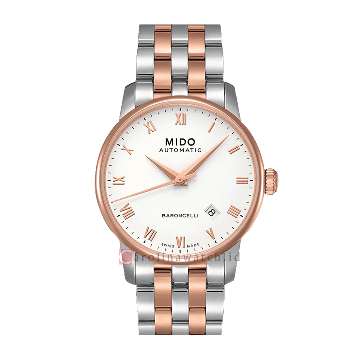 Jam Tangan MIDO Baroncelli II M86009N61 Men White Dial Dual Tone Stain ...