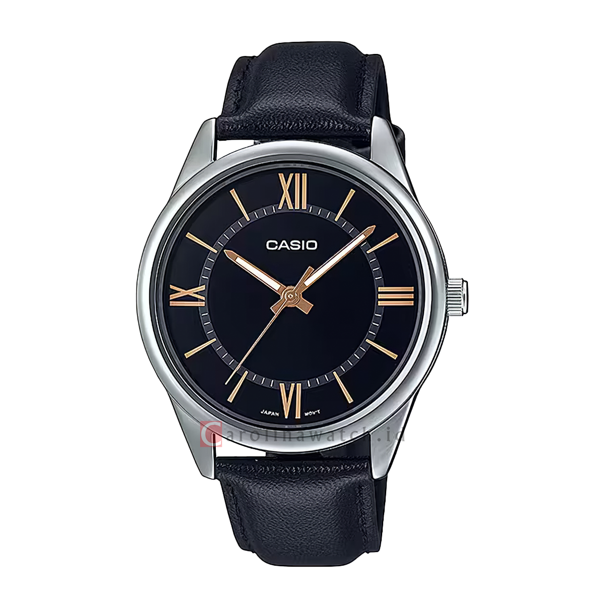 Jam Tangan Casio MTP-V005L-1B5 Black Dial Black Leather Band – Carolina ...