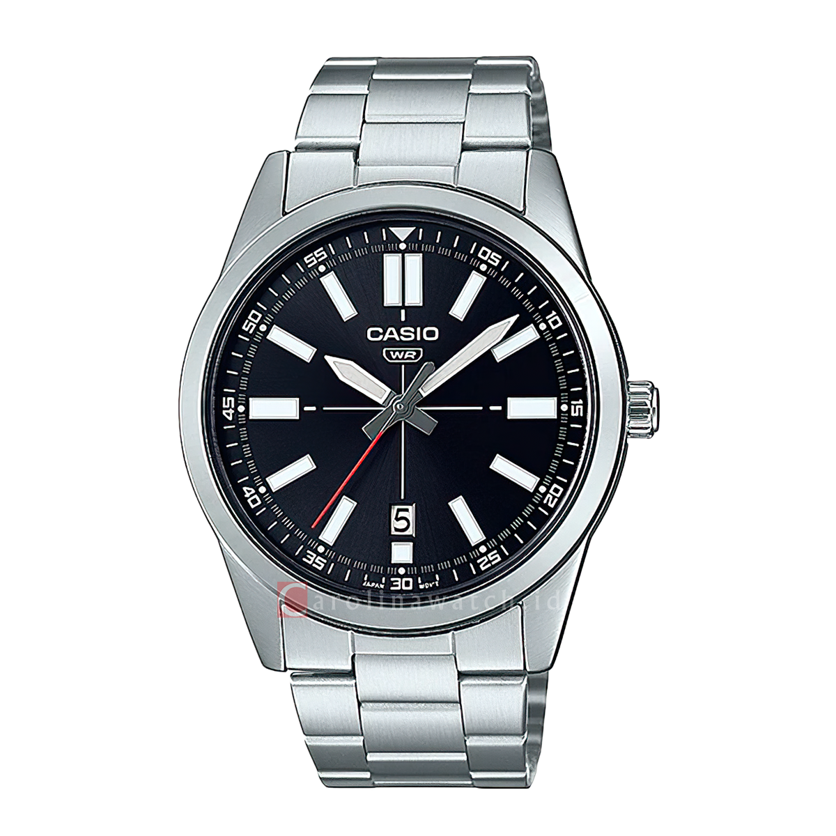 Jam Tangan Casio MTP-VD02D-1E Men Black Dial Stainless Steel Band ...
