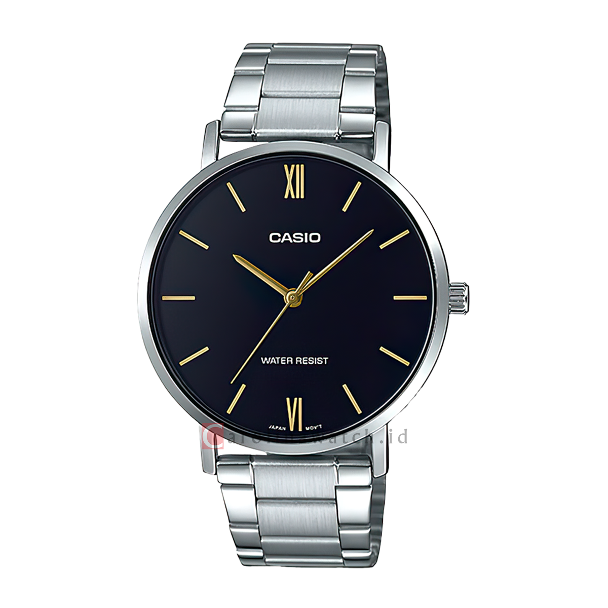 Jam Tangan Casio MTP-VT01D-1B Men Black Dial Stainless Steel Band ...