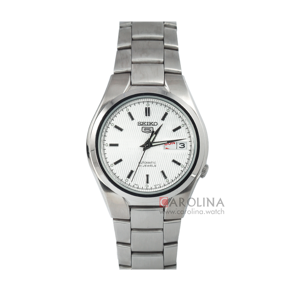 Jam Tangan Seiko 5 SNK601 Automatic Men White Dial Stainless Steel Str ...