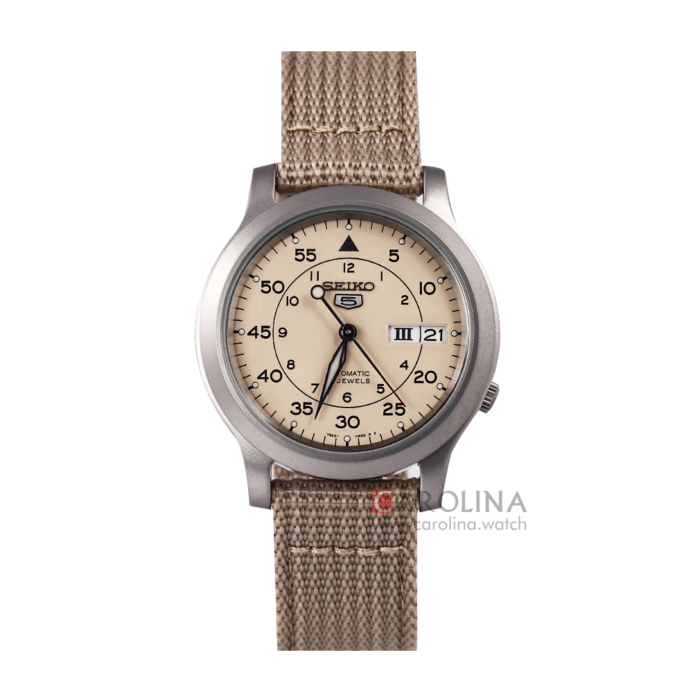Jam Tangan Seiko 5 SNK803K2 Automatic 21 Jewels Unisex Beige Dial Brow ...