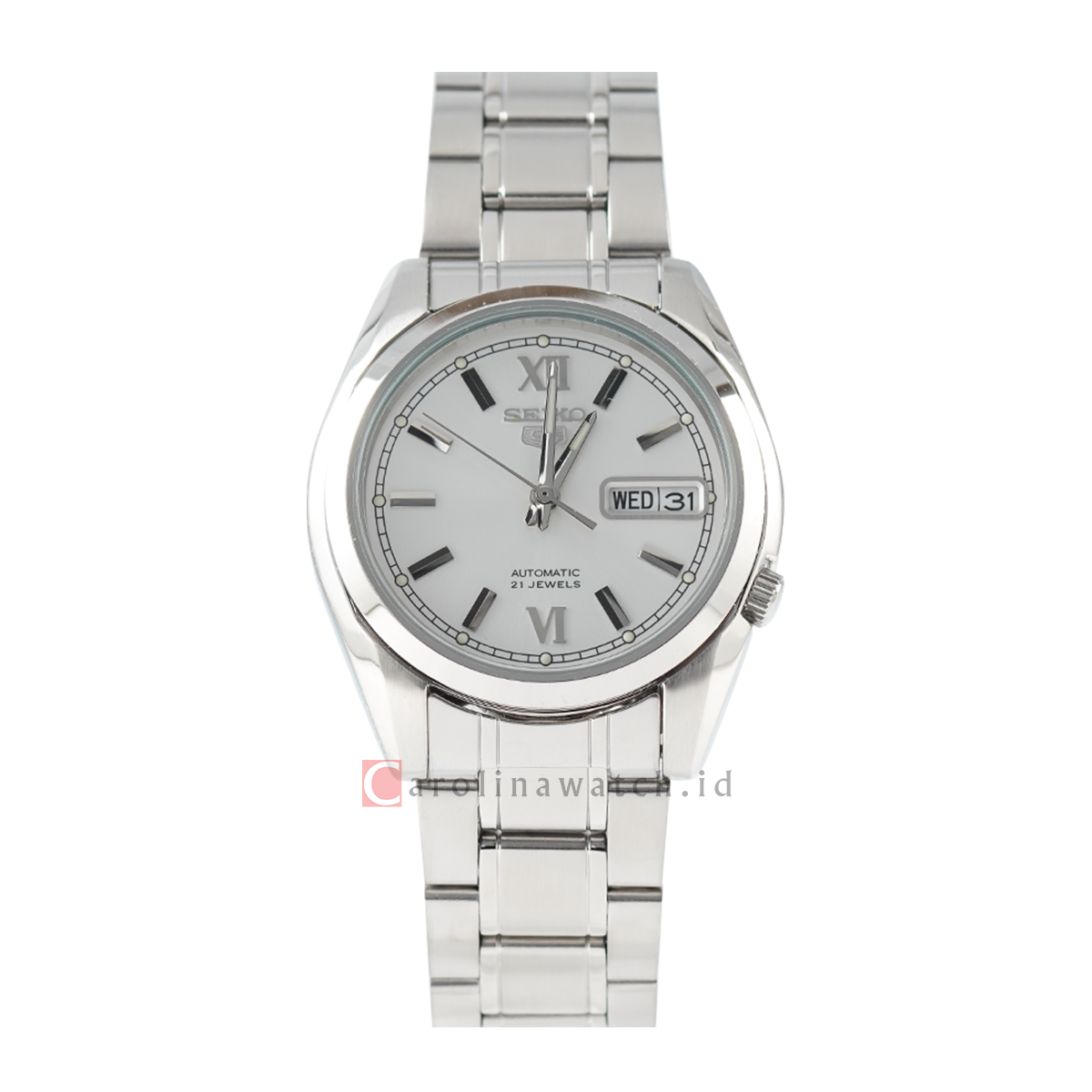 Jam Tangan Seiko 5 Sports SNKL51K1 Automatic Men White Dial Stainless ...