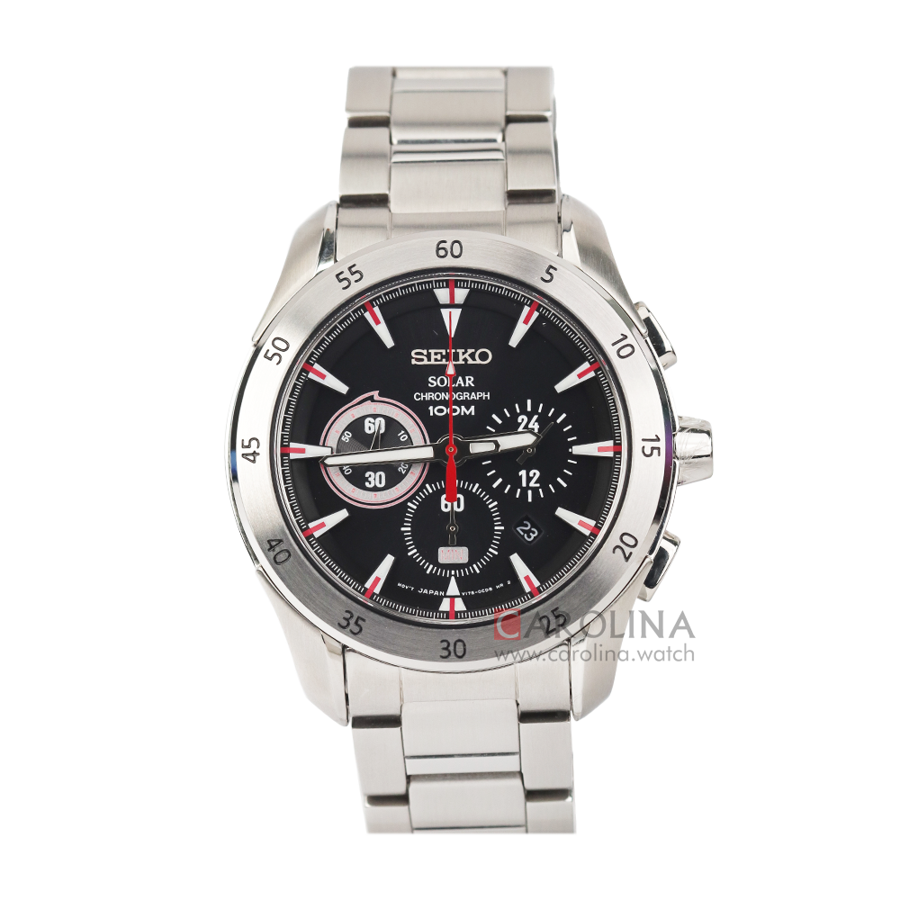 Jam Tangan Seiko Solar Chronograph SSC175P1 Men Black Dial Stainless S ...