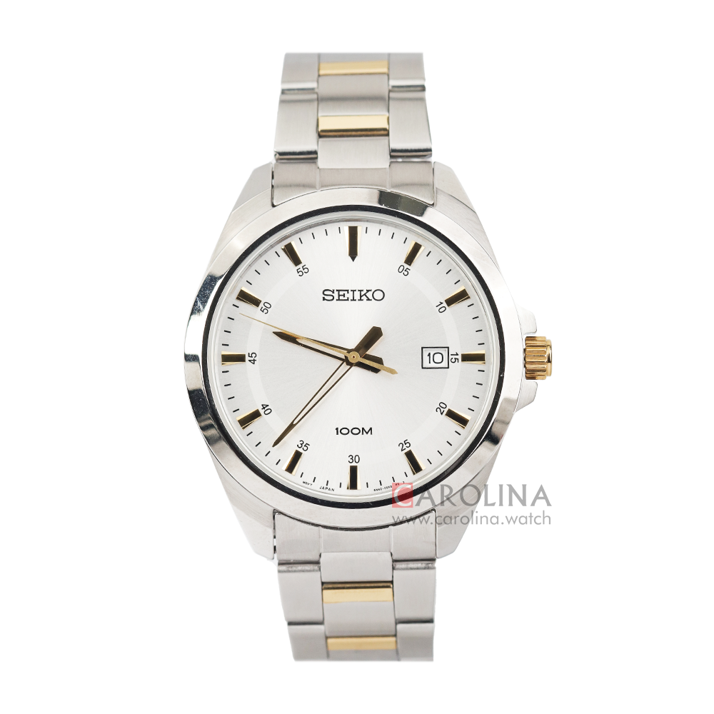 Jam Tangan Seiko Neo Classic SUR211P1 Men Silver Dial Dual Tone Stainl ...