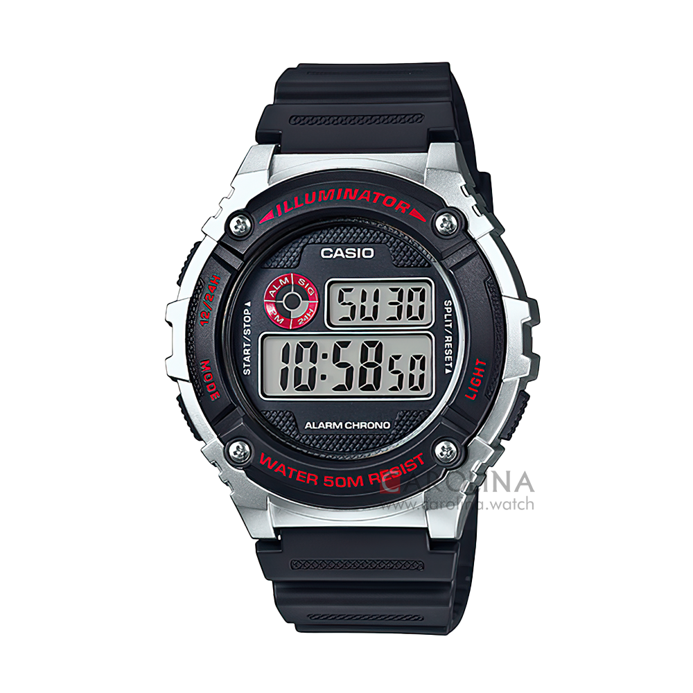 Jam Tangan Casio General W-216H-1C Men Digital Dial Black Resin Band ...