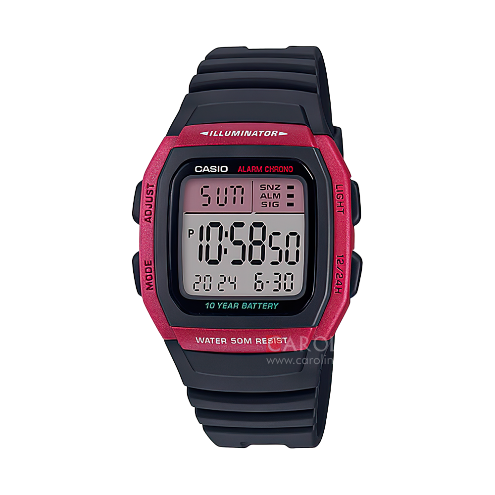 Jam Tangan Casio W-96H-4A Unisex Square Digital Dial Black Resin Band – Carolina Watch