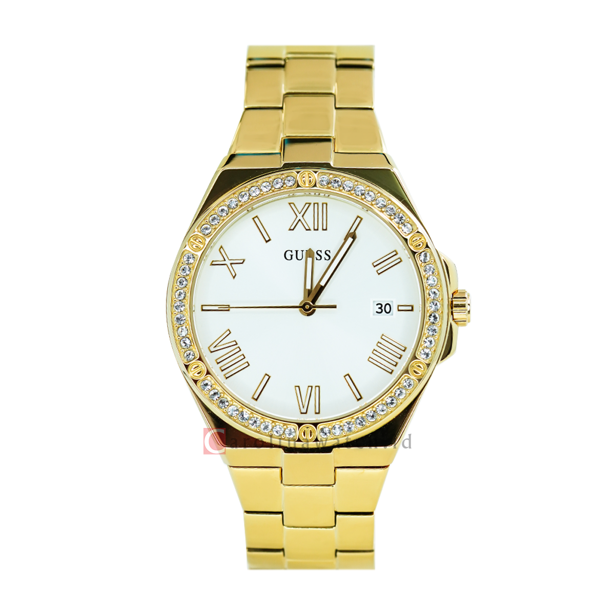 Jam Tangan GUESS W0286L2 Women Silver Dial Gold Stainless Steel Strap ...